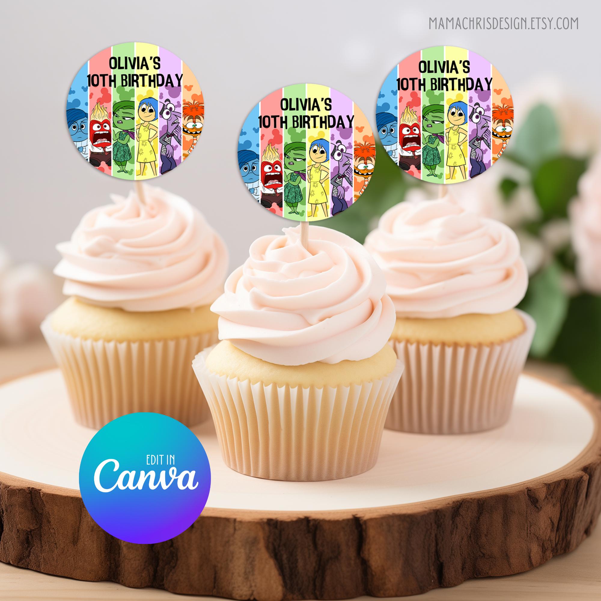 Inside Out Cupcake Topper, Printable Cupcake Topper, Editable Template ...