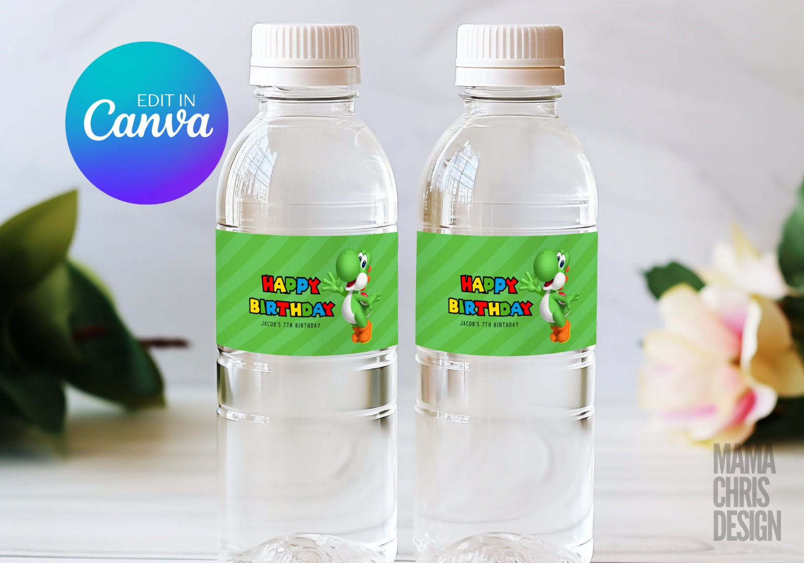 Yoshi Water Bottle Label Template, Printable Mario Bottle Label ...