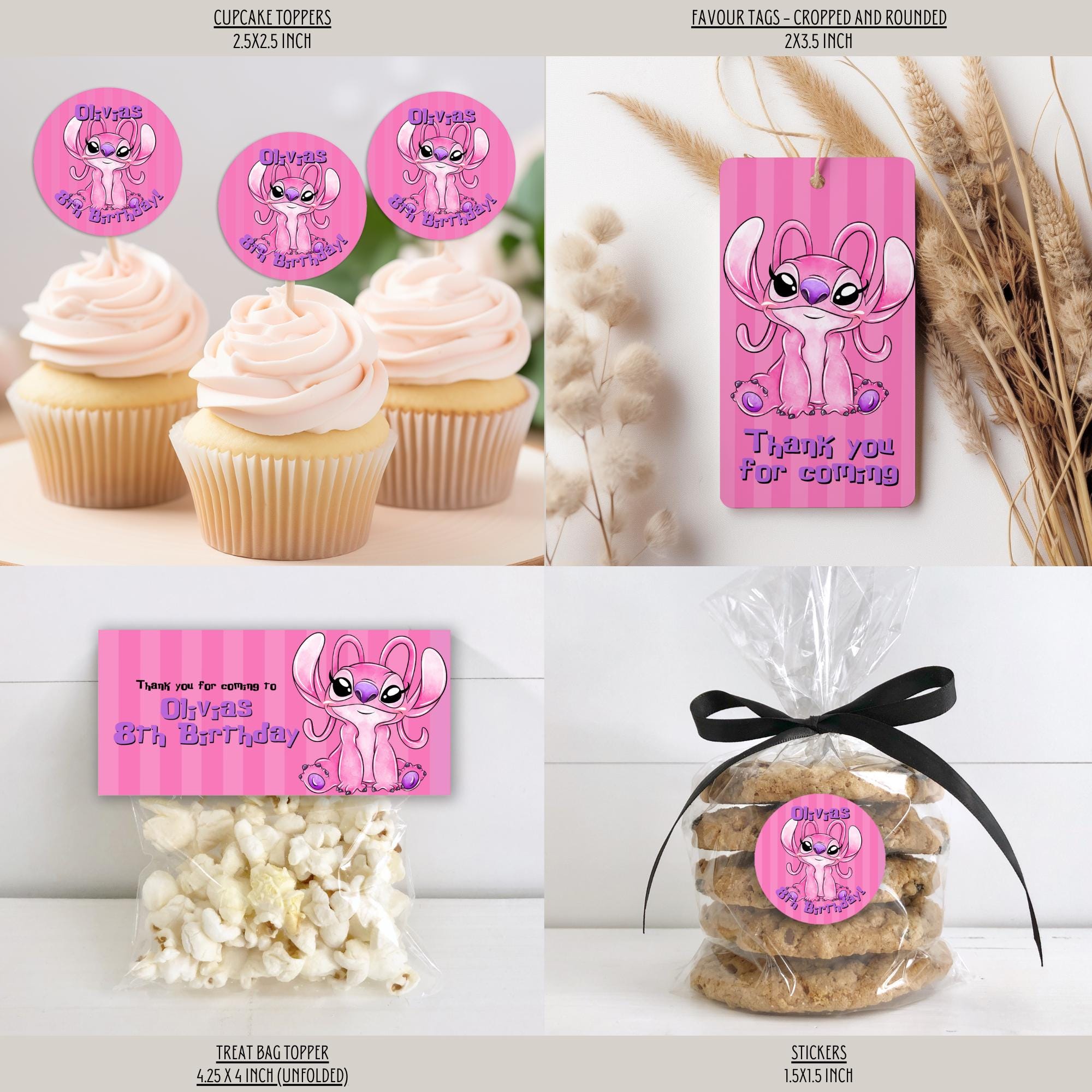 Lilo and Stitch Angel Birthday Party Bundle Template, Editable Birthday ...