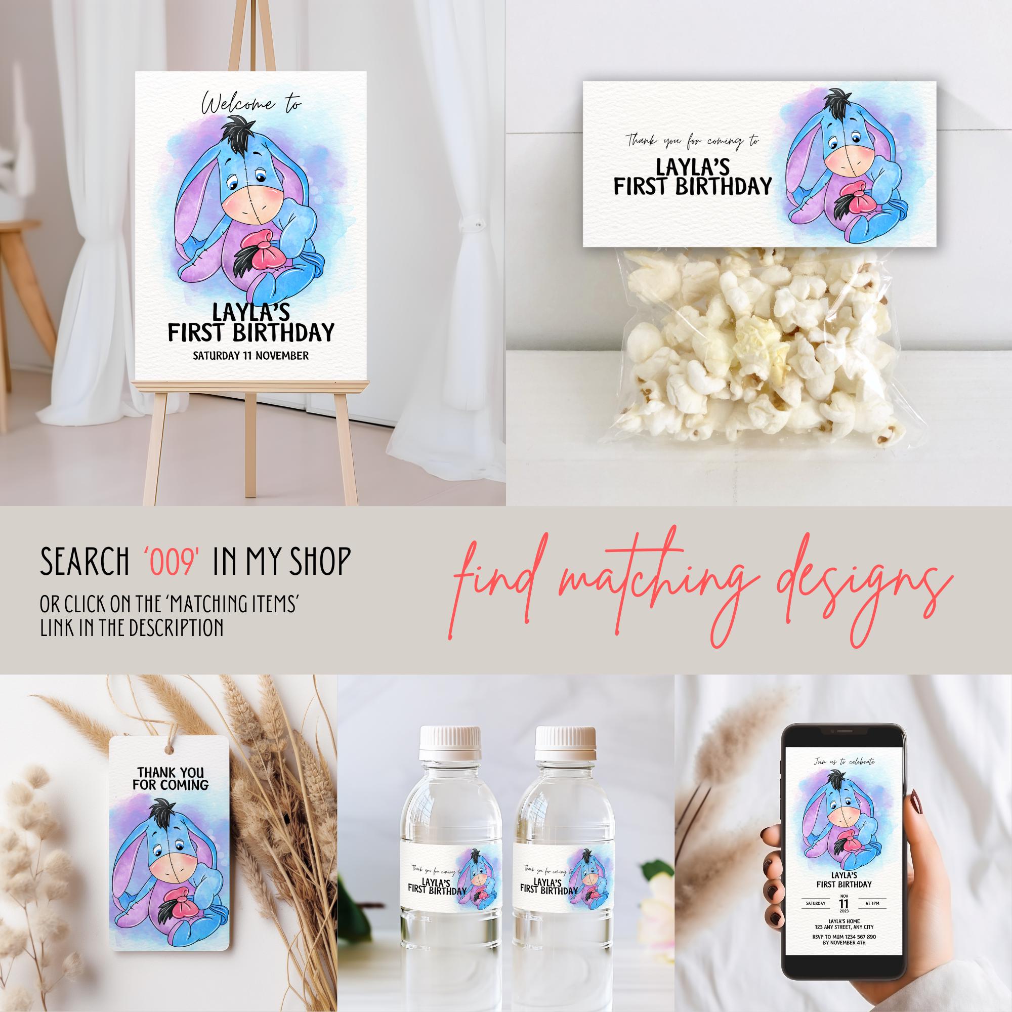 Eeyore Food Label, Birthday Party Food Tent Cards, Eeyore Food Tent ...