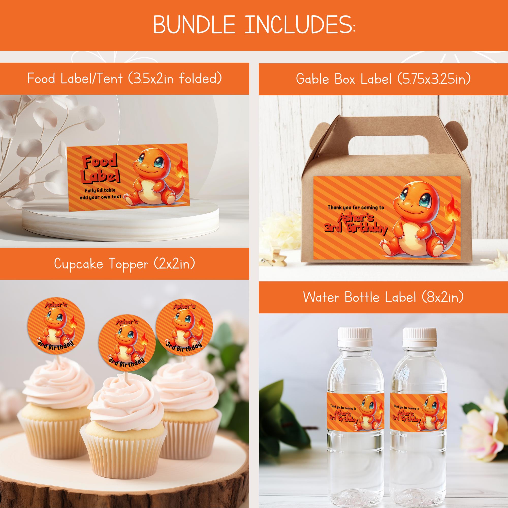 Charmander Birthday Party Bundle Template, Editable Birthday Party ...