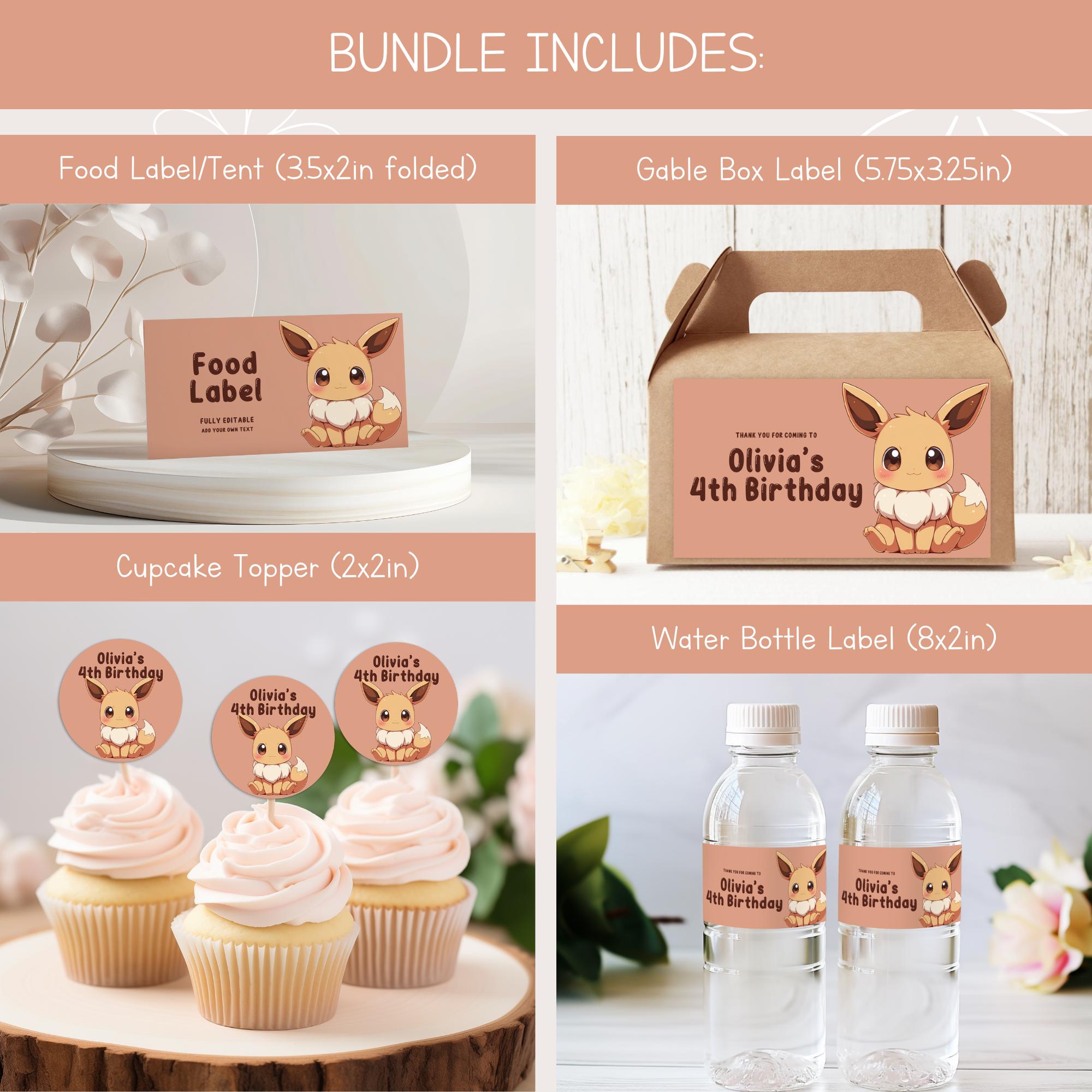 Eevee Birthday Party Bundle Template, Editable Birthday Party Bundle ...