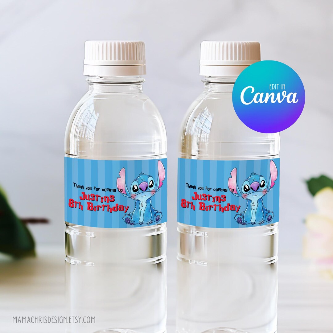 Stitch Water Bottle Label Template, Printable Lilo and Stitch Bottle ...