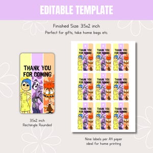 Inside Out Favour Tag, Thank You Tag Template, Editable Favour Tag ...
