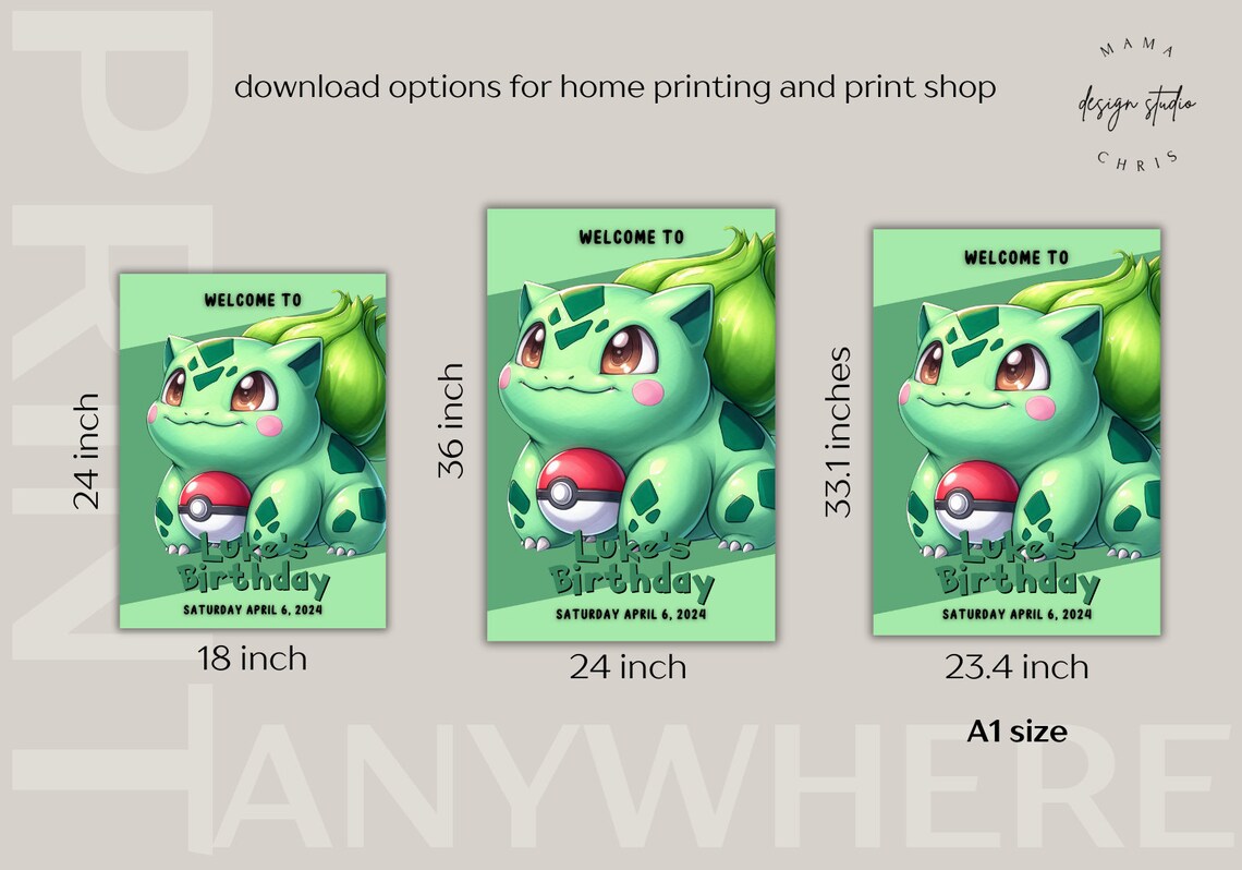 Bulbasaur Welcome Sign Printable Welcome Sign Editable Template Instant ...