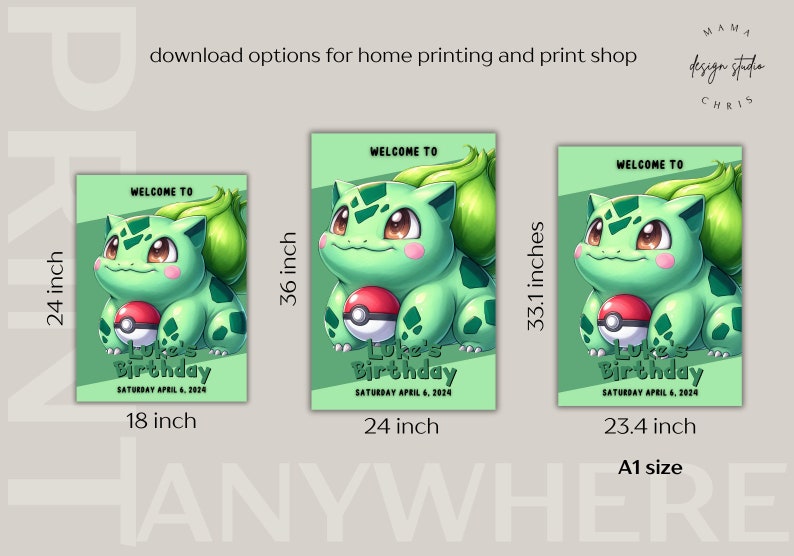 Bulbasaur Welcome Sign Printable Welcome Sign Editable Template Instant ...