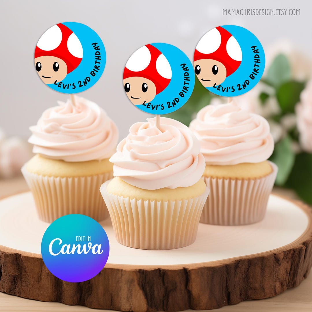 Toad Cupcake Topper, Printable Cupcake Topper, Editable Template, Toad ...