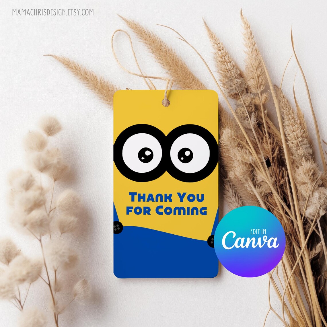 Minions Favour Tag, Thank You Tag Template, Editable Favour Tag ...