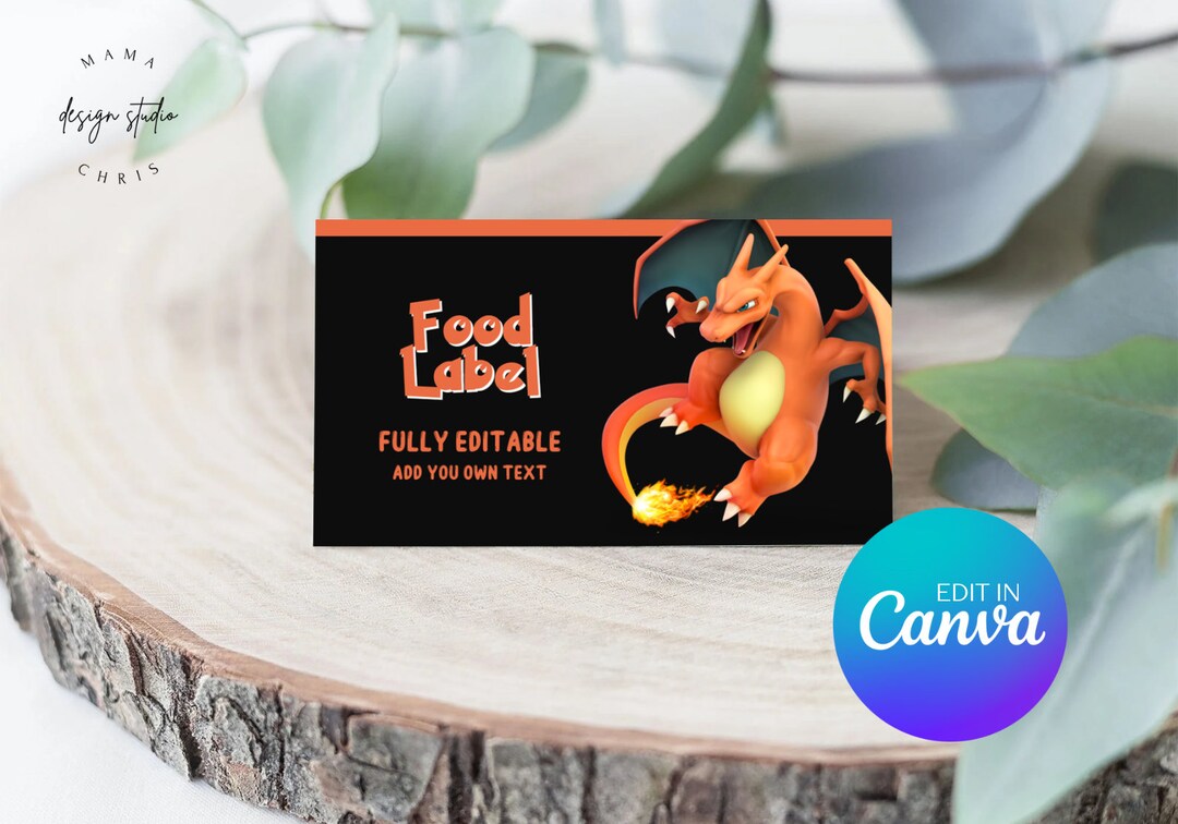 Charizard Food Label Printable Food Labels Editable Template Instant ...