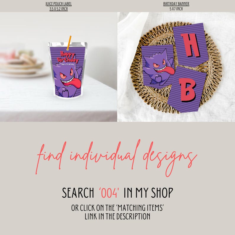 Gengar Birthday Party Bundle Template, Editable Birthday Party Bundle ...