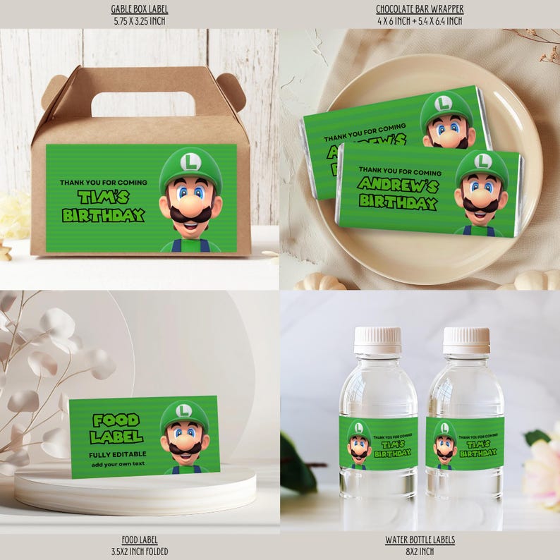Luigi Birthday Party Bundle Template, Editable Birthday Party Bundle ...