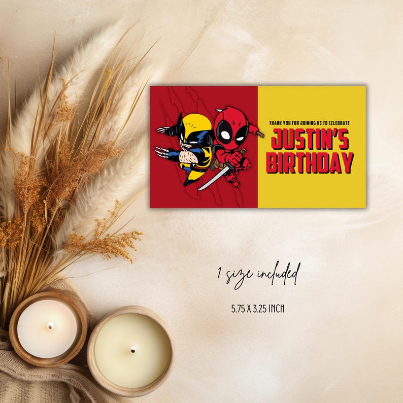 Deadpool & Wolverine Gable Box Label Editable, Deadpool Favour Box ...