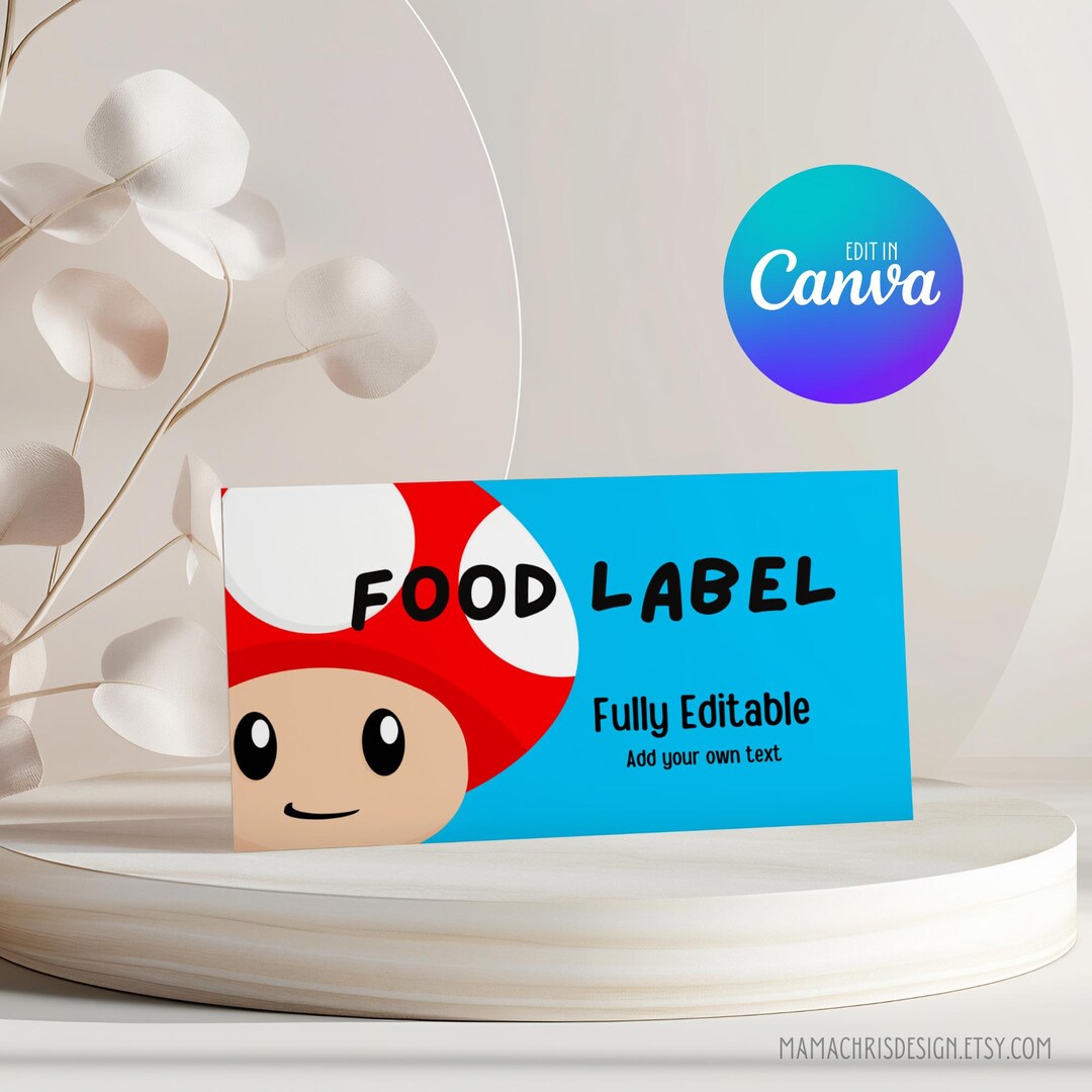 Toad Food Label, Birthday Party Food Tent Cards, Toad Food Tent Label ...