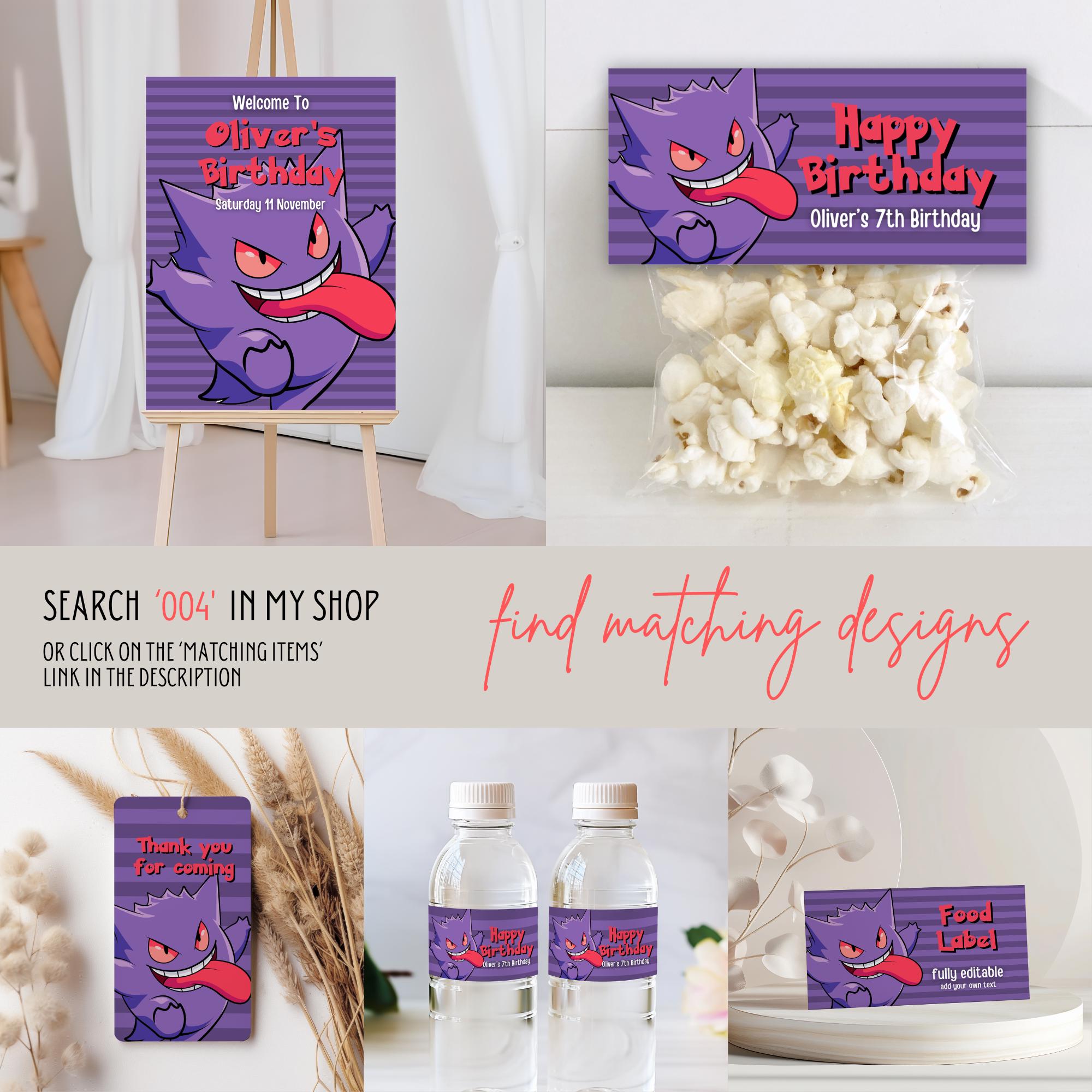 Gengar Birthday Invitation, Printable Birthday Invitation, Editable ...