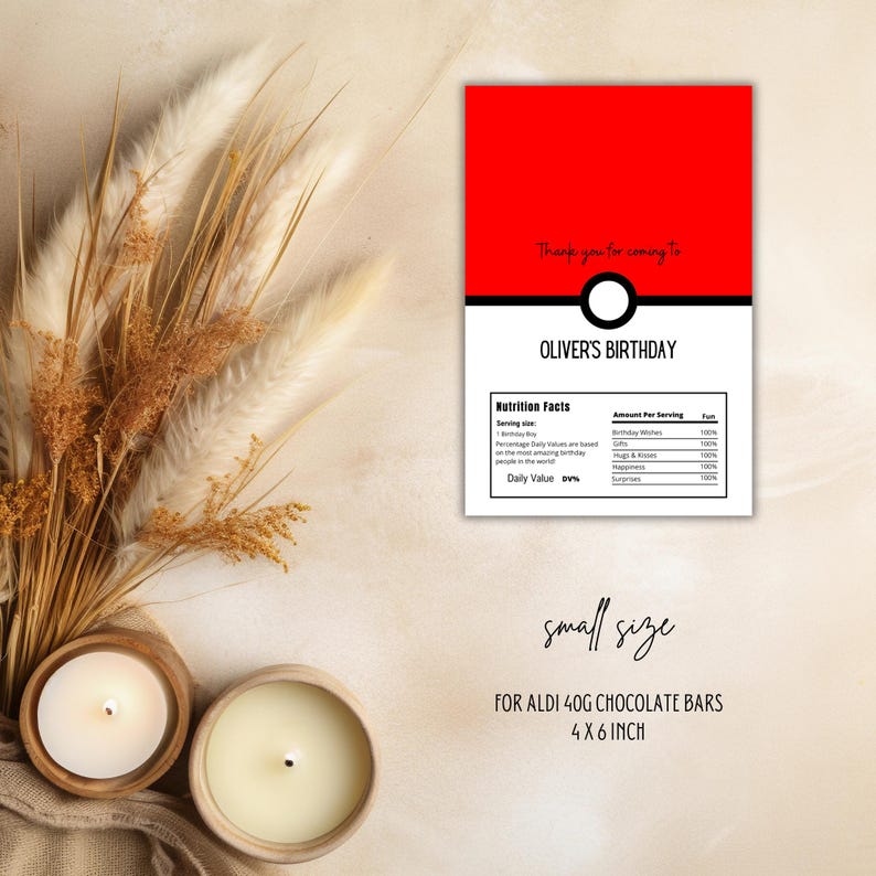 Pokemon Chocolate Bar Wrapper, Editable Party Favour, Personalised ...