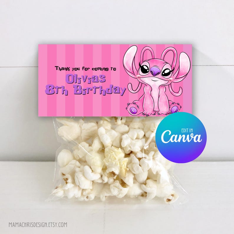 Lilo and Stitch Angel Treat Bag Topper Template, Editable Favour Treat ...