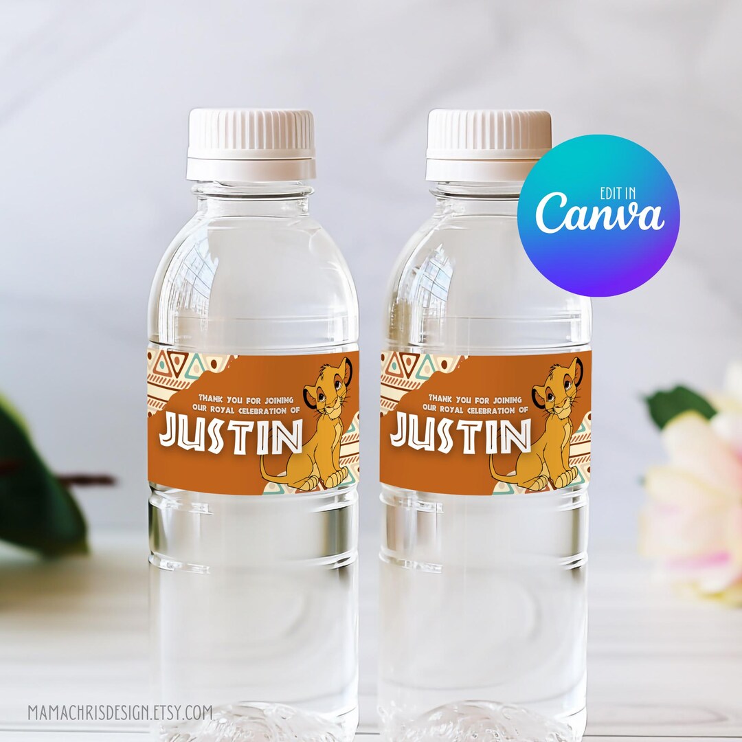 The Lion King Water Bottle Label Template, Printable Simba Bottle Label ...