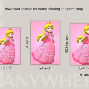 Princess Peach Welcome Sign Template, Editable Mario Birthday Easel ...