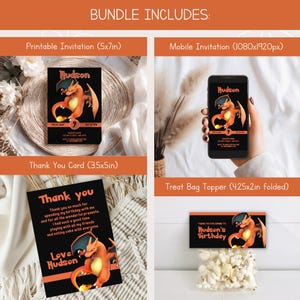 Charizard Birthday Party Bundle Template, Editable Birthday Party ...