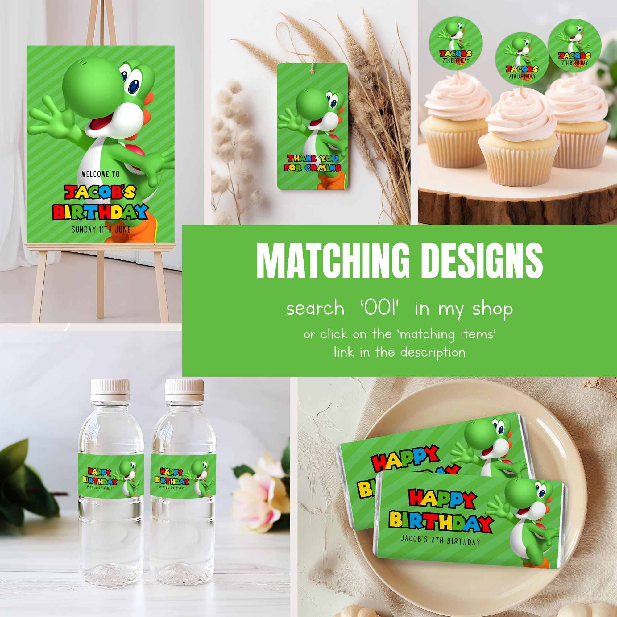 Yoshi Food Label, Birthday Party Food Tent Cards, Yoshi Food Tent Label ...