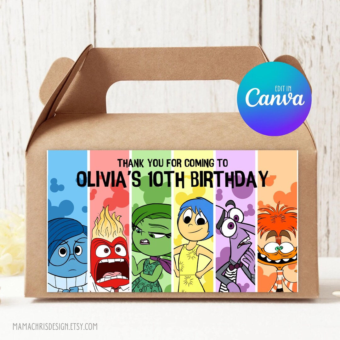 Inside Out Gable Box Label Editable, Inside Out Favour Box Sticker ...