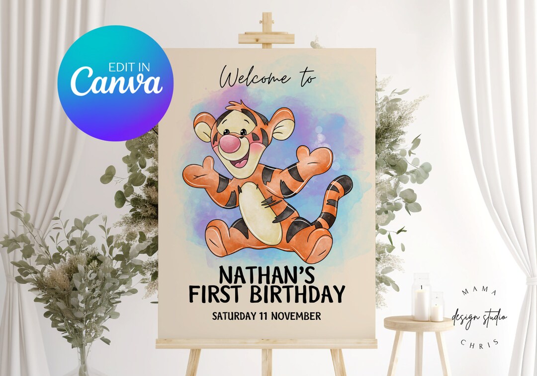 Tigger Welcome Sign Printable Welcome Sign Editable Template Instant ...