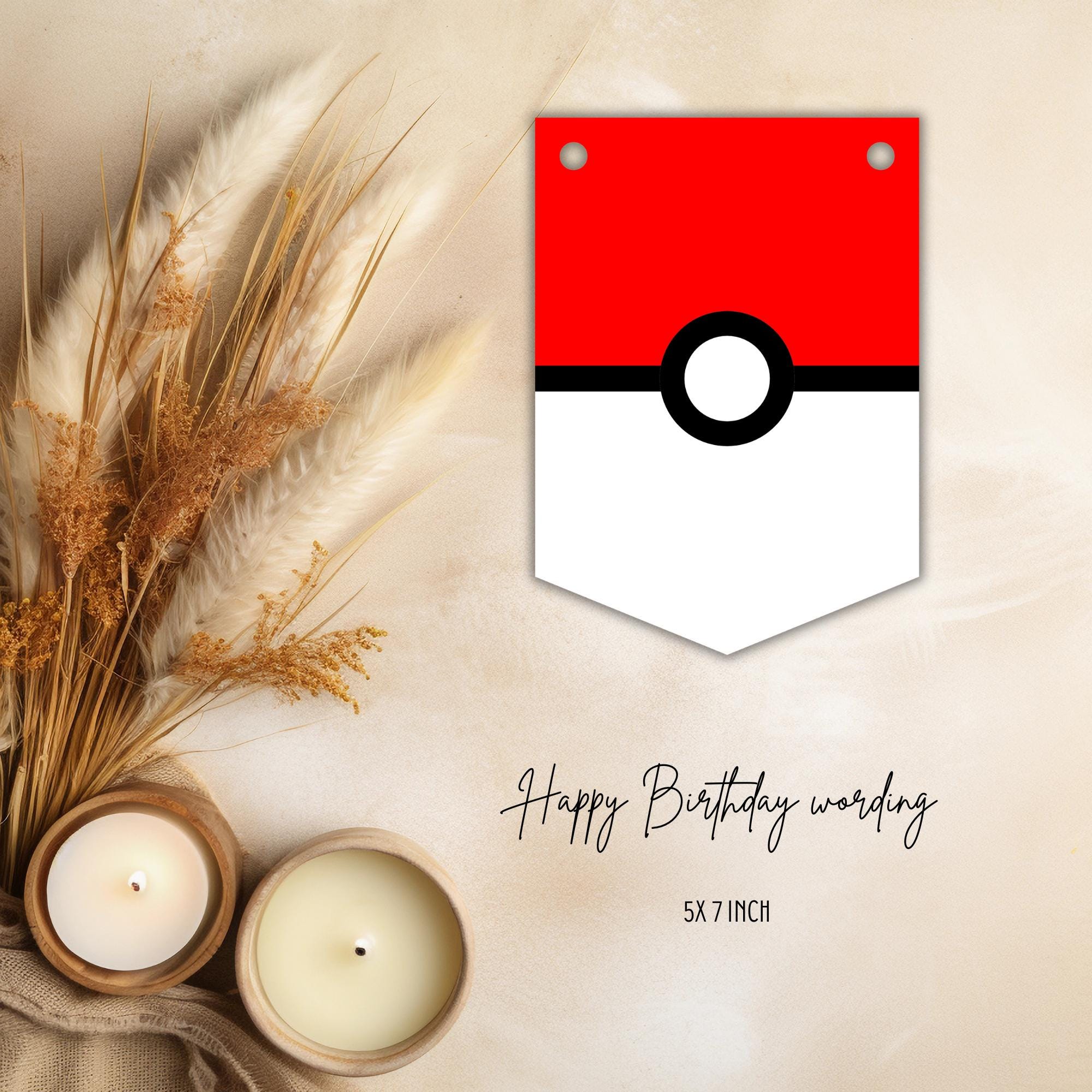 Pokemon Birthday Banner, Poke Ball Party Banner, Happy Birthday Banner ...