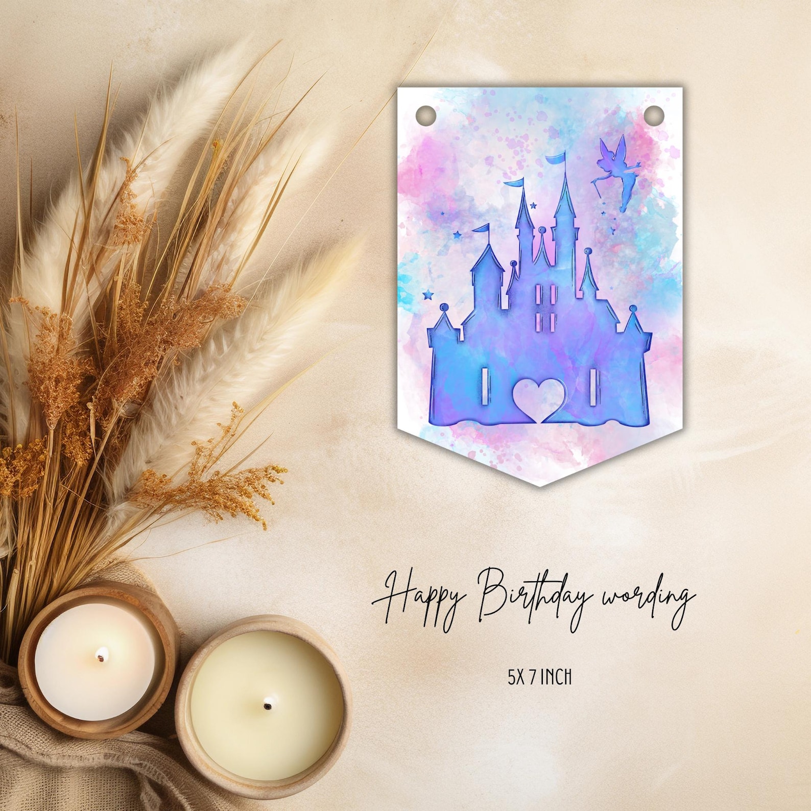 Princess Castle Birthday Banner, Princess Castle Party Banner, Happy ...
