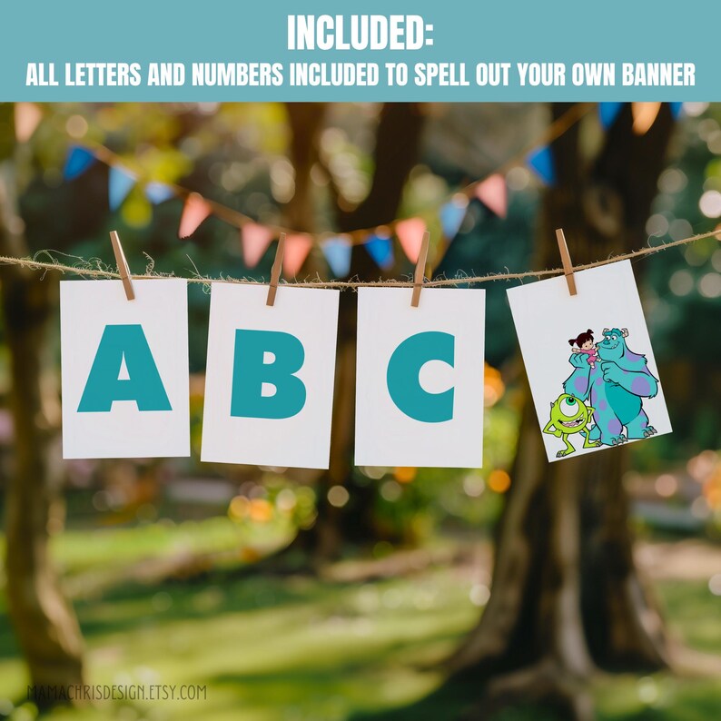 Monsters Inc. Bunting Flag Banner, Monsters Inc. Party Banner, Happy ...