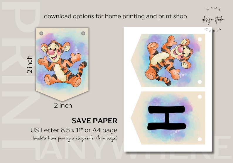 Tigger Happy Birthday Banner Printable Birthday Banner Instant Download ...