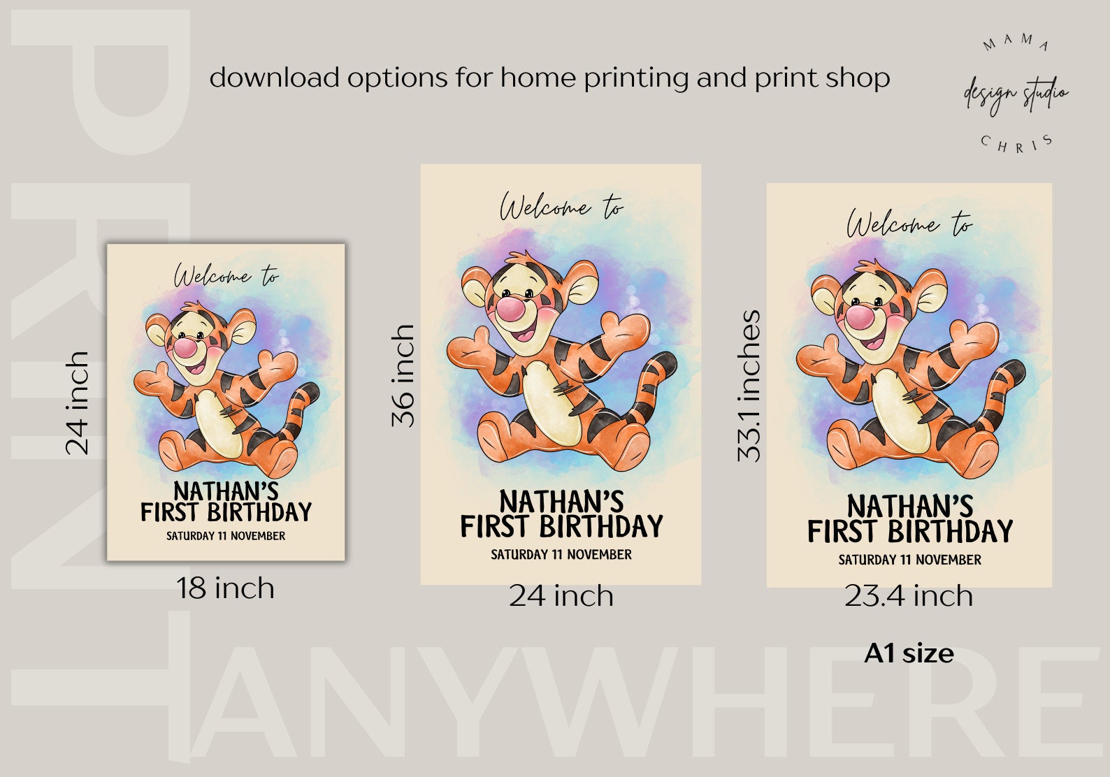 Tigger Welcome Sign Printable Welcome Sign Editable Template Instant ...