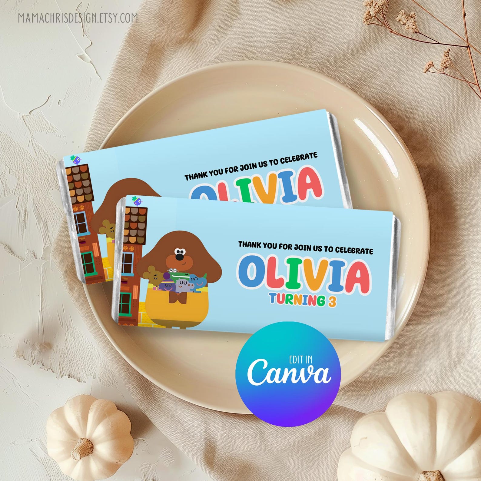 Hey Duggee Chocolate Bar Wrapper, Editable Party Favour, Personalised ...