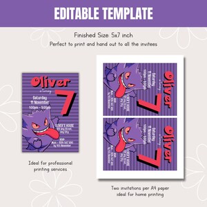 Gengar Birthday Invitation, Printable Birthday Invitation, Editable ...