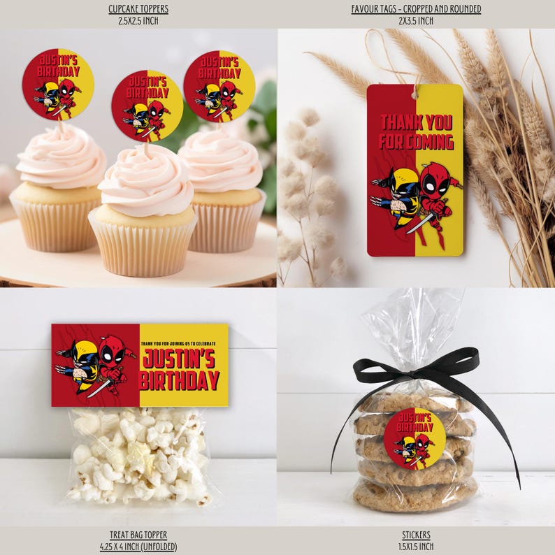 Deadpool & Wolverine Birthday Party Bundle Template, Editable Birthday ...