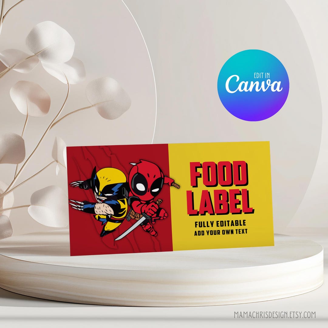 Deadpool & Wolverine Food Label, Birthday Party Food Tent Cards ...