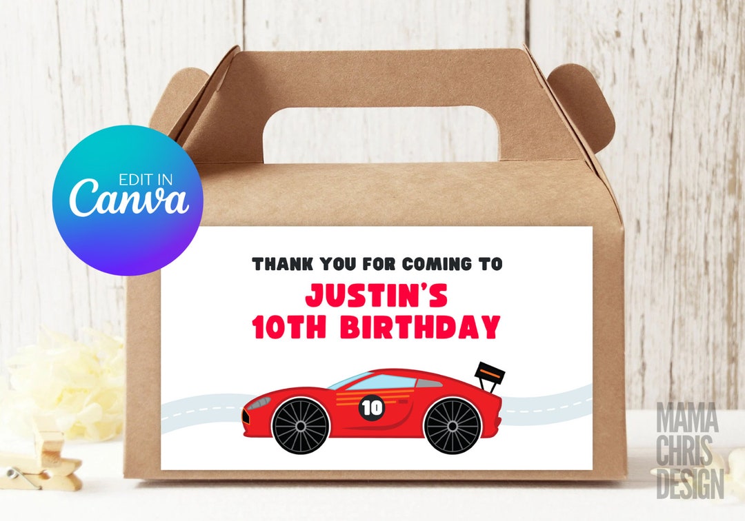 Race Car Gable Box Labels Printable Gable Box Labels Editable Template ...