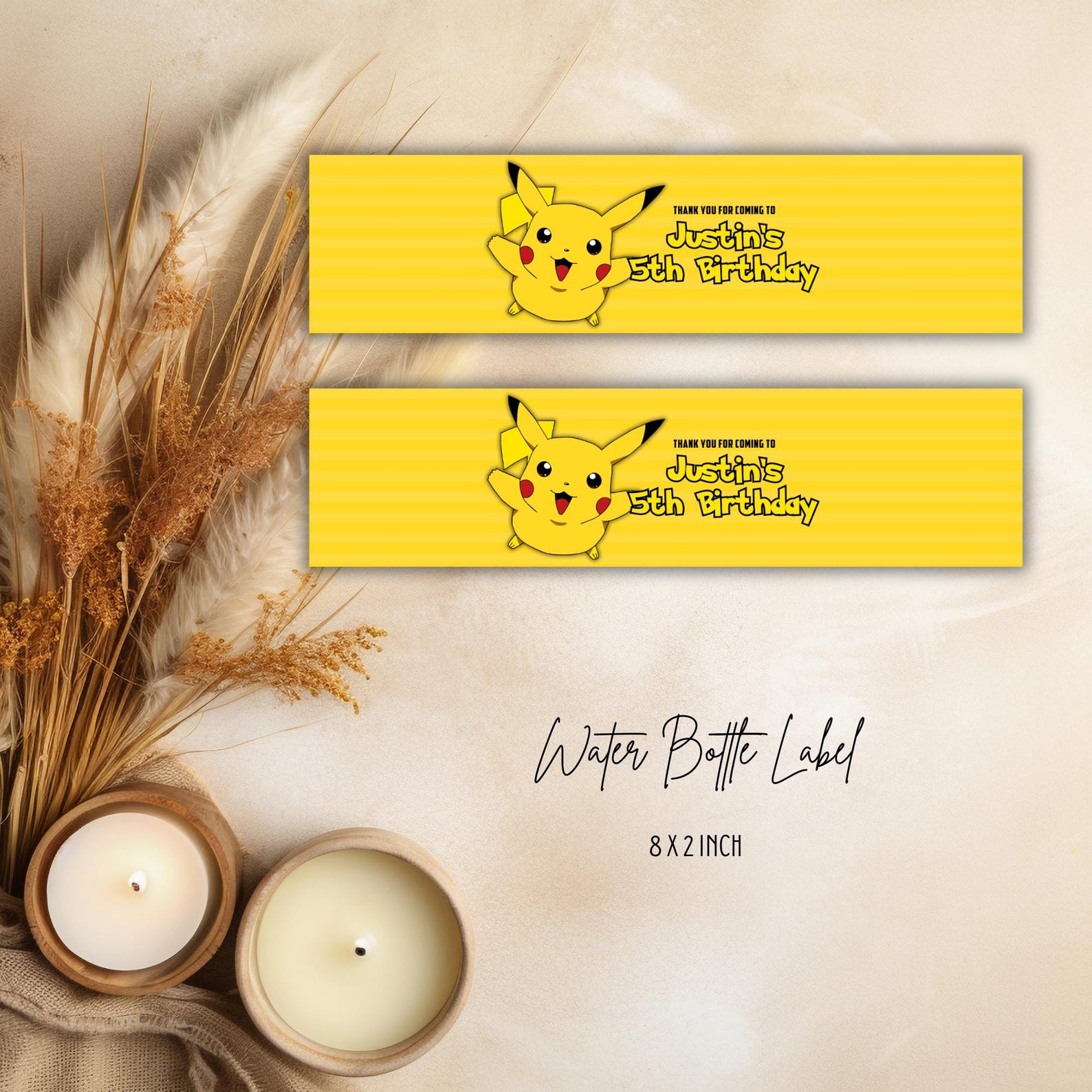 Pikachu Water Bottle Label Template, Printable Pokemon Bottle Label ...