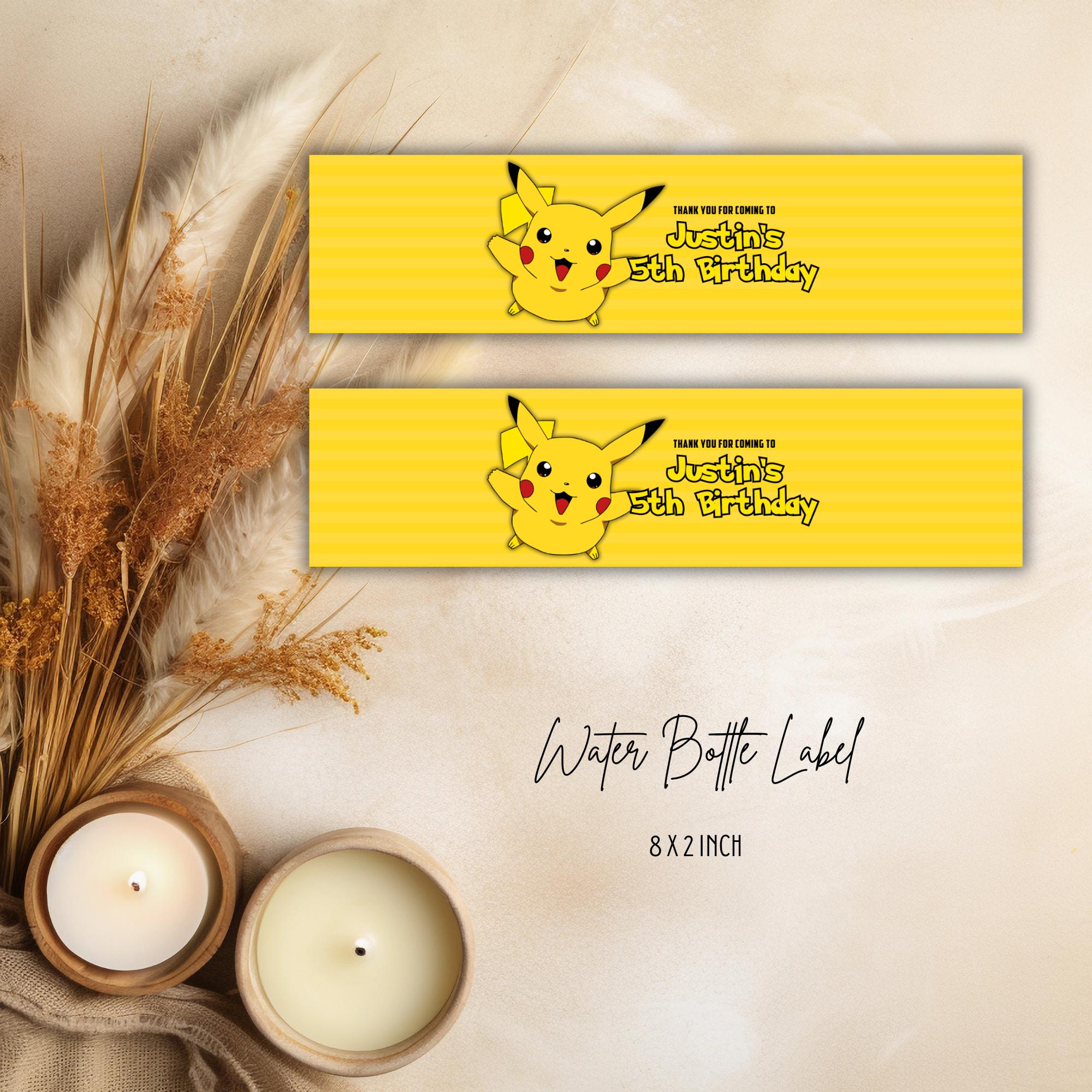 Pikachu Water Bottle Label Template, Printable Pokemon Bottle Label ...