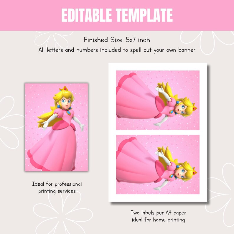 Princess Peach Bunting Flag Banner, Mario Party Banner, Happy Birthday ...