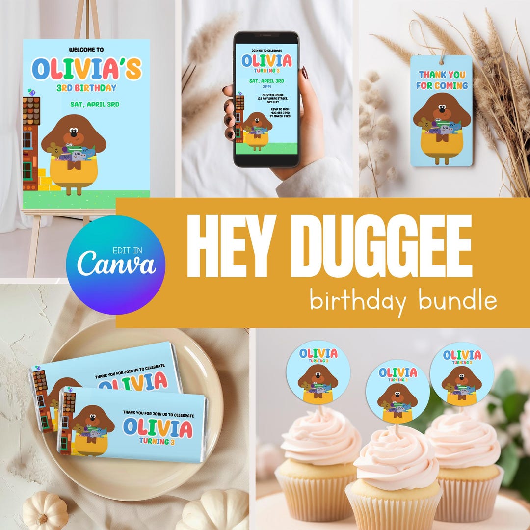 Hey Duggee Birthday Party Bundle Template, Editable Birthday Party ...
