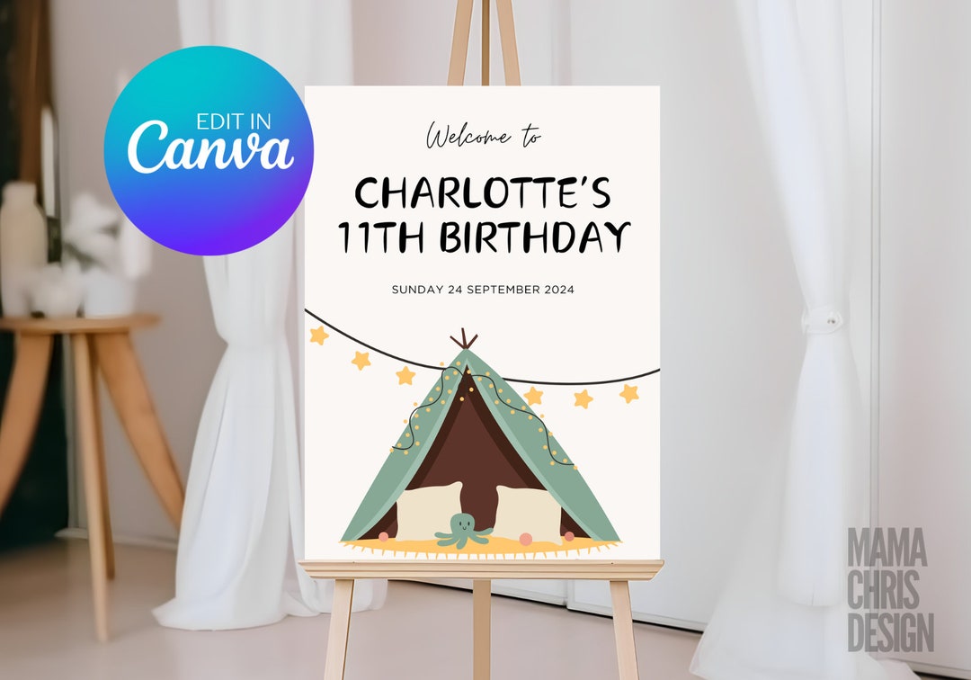 Sleepover Welcome Sign Printable Welcome Sign Editable Template Instant ...