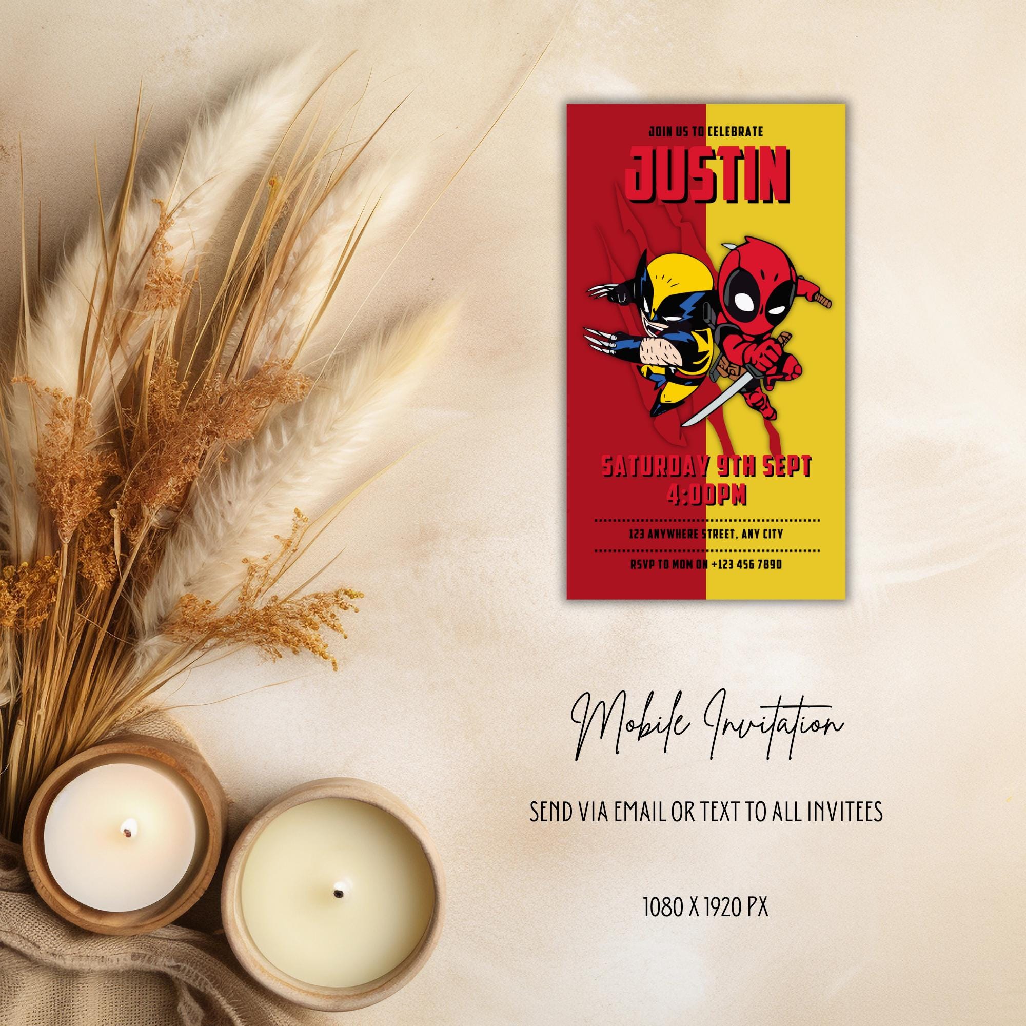 Deadpool & Wolverine Birthday Invitation, Printable Birthday Invitation ...