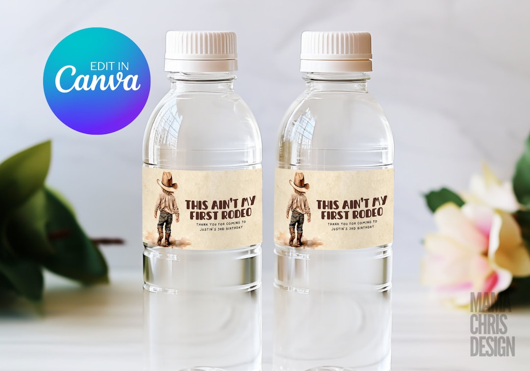 Cowboy Water Bottle Labels Printable Labels Editable Template Instant ...