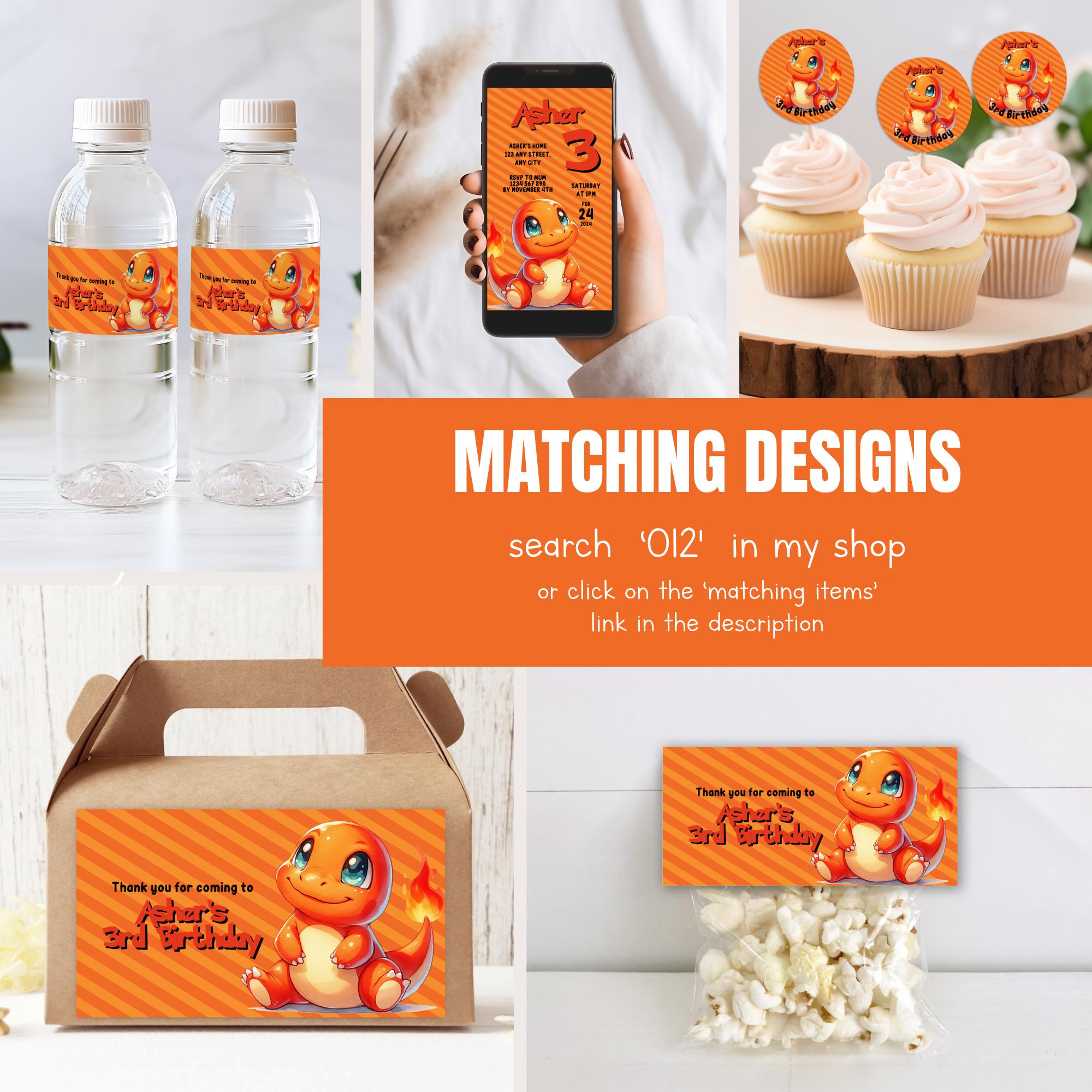 Charmander Food Label, Birthday Party Food Tent Cards, Charmander Food ...