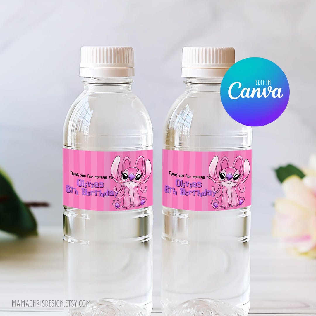 Lilo and Stitch Angel Water Bottle Label Template, Printable Lilo and ...