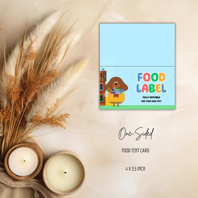 Hey Duggee Food Label, Birthday Party Food Tent Cards, Hey Duggee Food ...