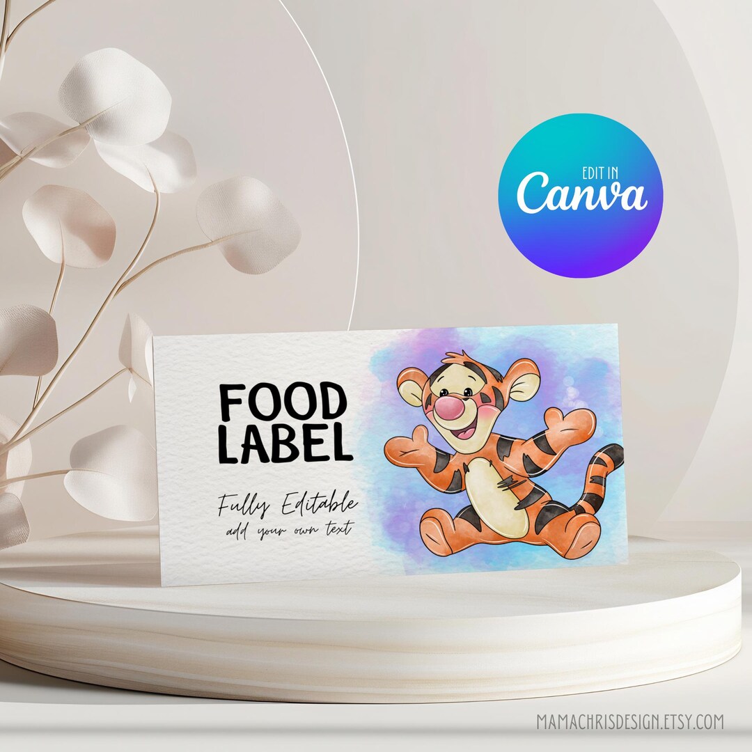 Tigger Food Label, Birthday Party Food Tent Cards, Tigger Food Tent ...