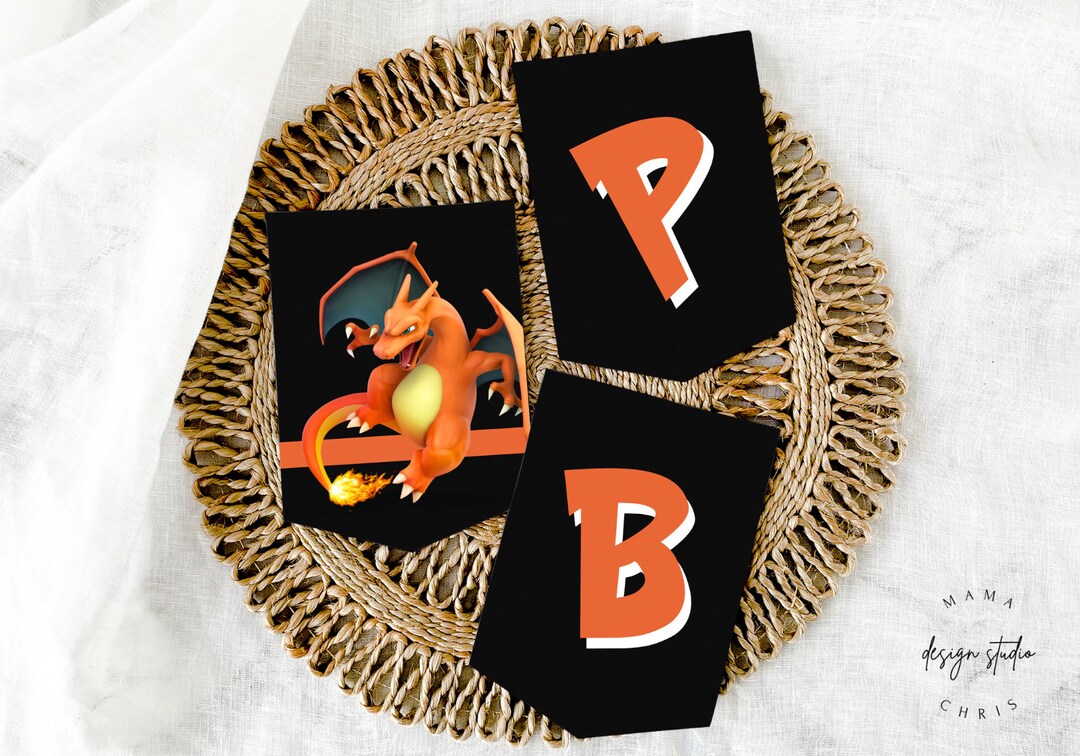 Charizard Happy Birthday Banner Printable Birthday Banner Instant ...