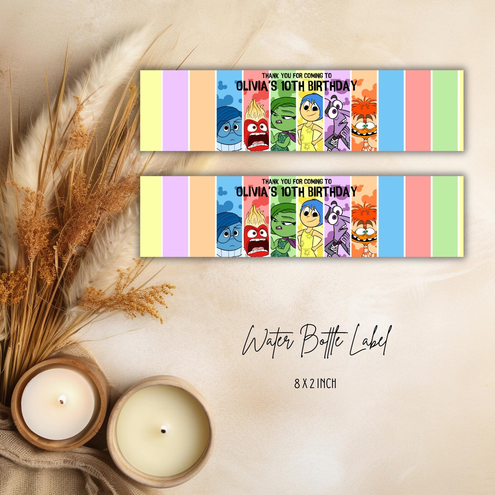 Inside Out Water Bottle Label Template, Printable Inside Out Bottle Label, Editable Bottle Label ...