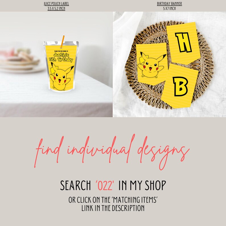 Pikachu Birthday Party Bundle Template, Editable Birthday Party Bundle ...